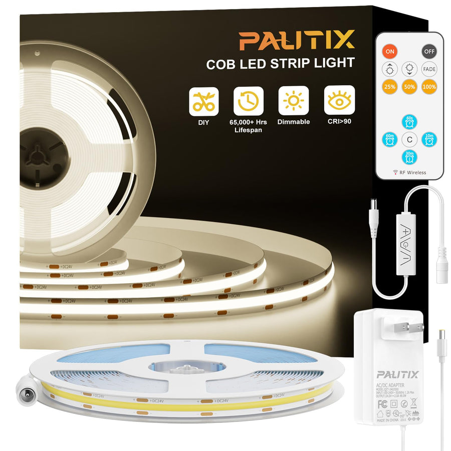 PAUTIX 24V RGB Smart IC COB LED Strip Lights Kit,16.4ft/5m Addressable